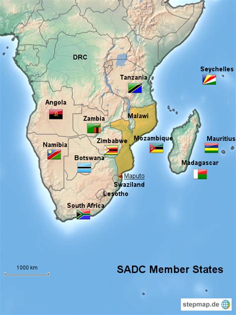 Stepmap Sadc Member States Landkarte Für Afrika