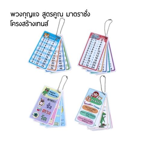 พวงกุญแจบัตรคำ Flashcards สูตรคูณ มาตราชั่ง ตวง วัด โครงสร้างเทนส์ ขนาดพกพา Shopee Thailand