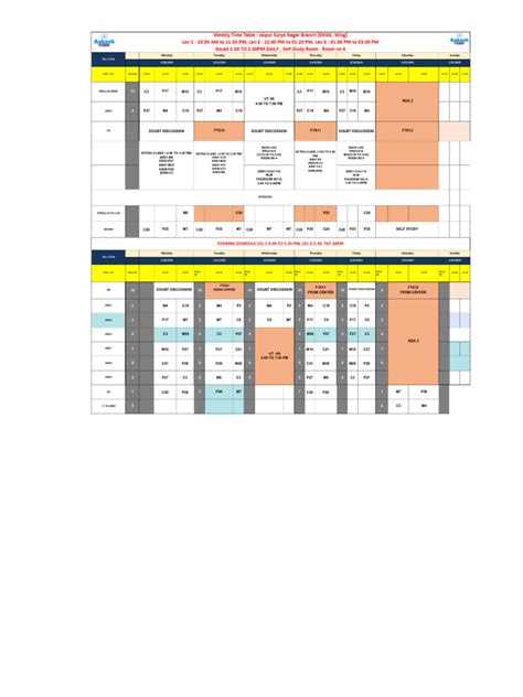 Time Table Engineering 20 01 2025 Pdf