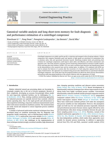 Pdf Canonical Variable Analysis And Long Short Term Memory For Fault
