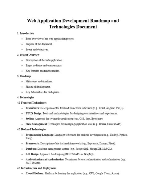 Web Application Development Roadmap And Technologies Document Pdf