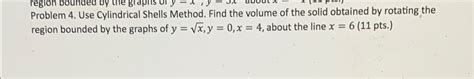 solved use cylindrical shells method find the volume of the