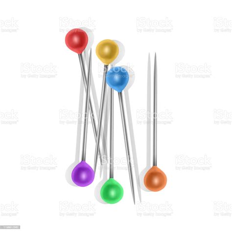 The Colorful Sewing Pins Collection Vector Illustration Stock