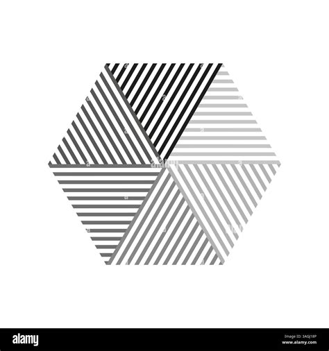 Striped Hexagon Segment Grayscale Triangle Pattern Optical Geometry