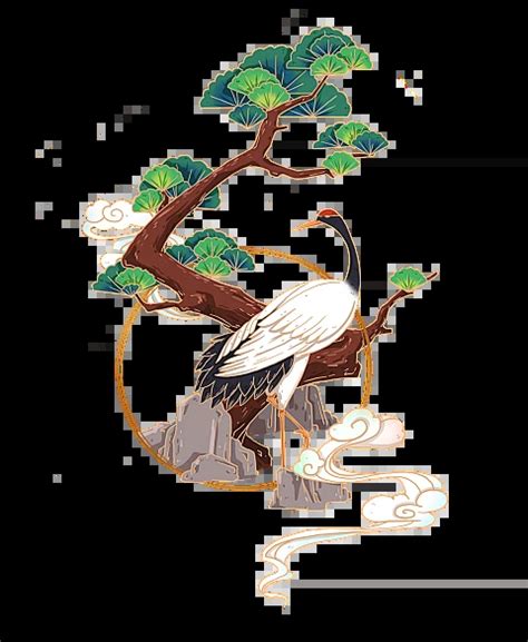 松树 仙鹤 花瓣网