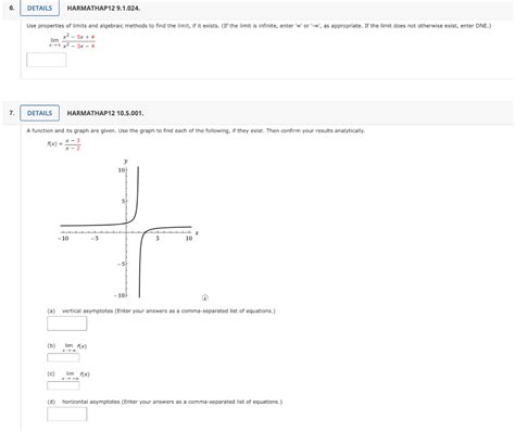 Solved Use Properties Of Limits And Algebraic Methods To