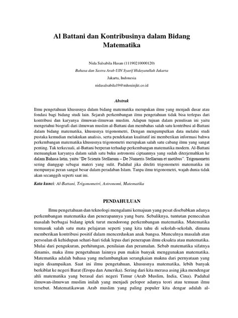 Al Battani Dan Kontribusinya Dalam Bidan Pdf