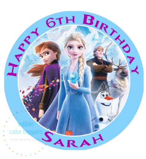 Frozen 2 Elsa Pre Cut Round Cake Topper Edible Cake Toppers