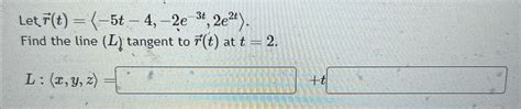 Solved Let Vec R T T E T E T Find The Line L Chegg Com
