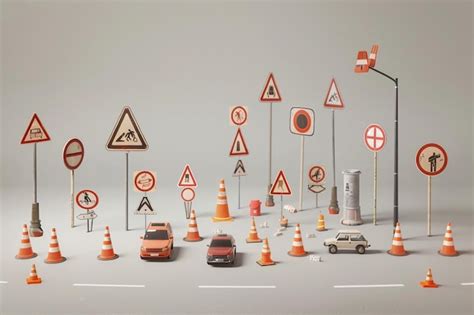 Premium Photo Traffic Signs And Traffic Objects With Realistic Draw