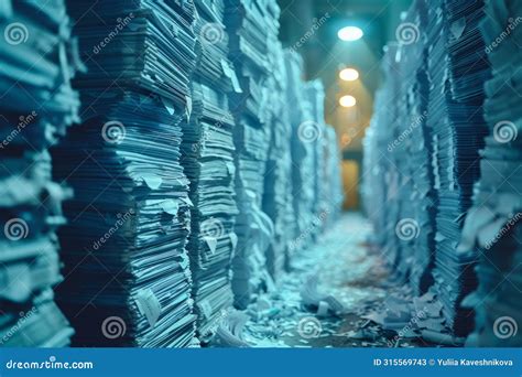 Piles Of Paper Office Filled With Paperwork Full Archive File Documents