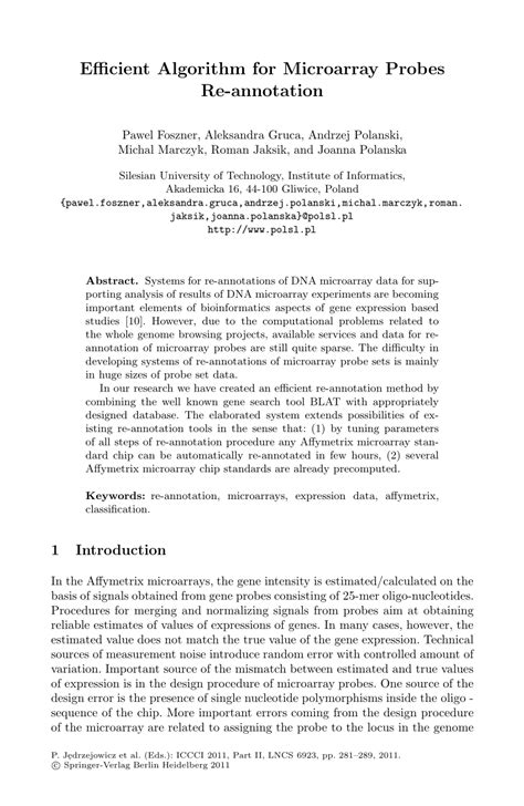 Pdf Efficient Algorithm For Microarray Probes Re Annotation