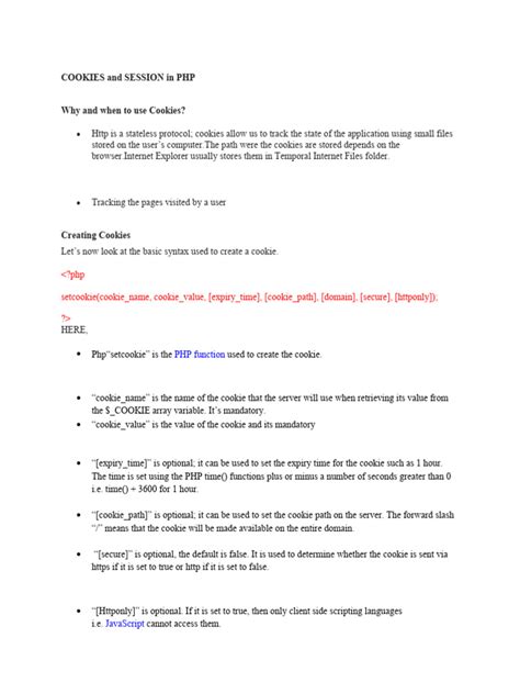 Cookies And Session In Php Pdf Cookie Php