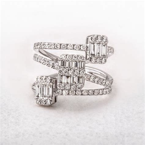 diamond three segment twist dress ring in 18ct white gold