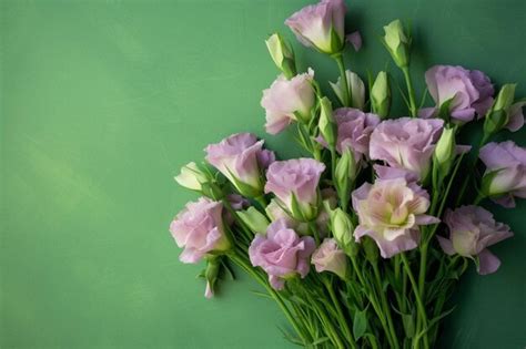Premium Ai Image Rich Bunch Of Pink Eustoma And Roses Flowers Green Leaf In Hand Fresh Spring