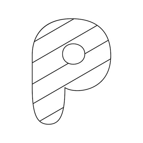 아이들을 위한 문자 P가 있는 색칠 공부 페이지 프리미엄 벡터