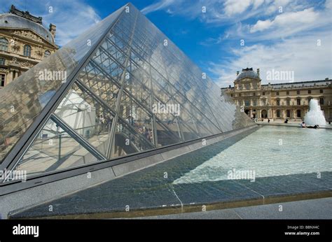 Close Up Of The Glass Pyramid Entrance To The Louvre Museum In Paris