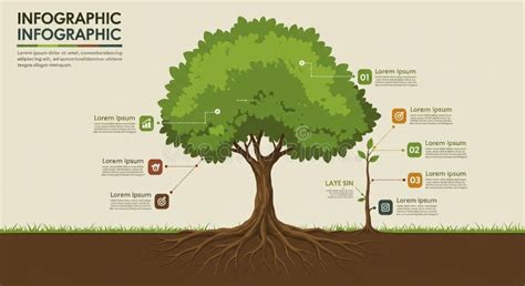 Illustration Of A Tree With A Dense Leafy Canopy And Extensive Root