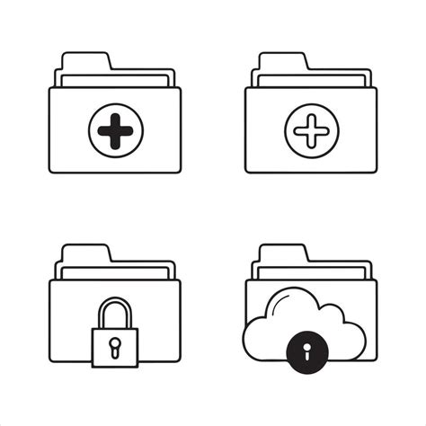 Folders Line Icons Set 53969729 Vector Art At Vecteezy