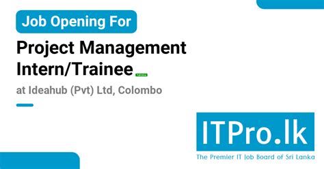 project management intern trainee at ideahub colombo sri lanka itpro lk