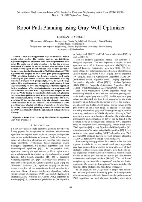 Pdf Robot Path Planning Using Gray Wolf Optimizer
