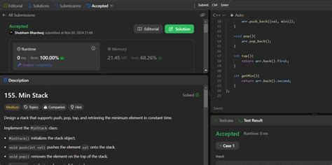 Shubham Bhardwaj On Linkedin Day 4690 Solved The Min Stack Problem