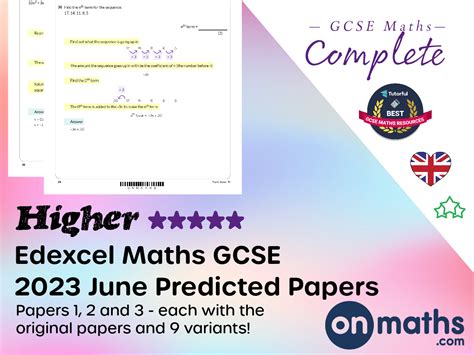 2023 November Maths Gcse Edexcel Higher All Predicted Papers Teaching