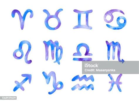 별자리 표지판 조디악 기호의 수채화 그림 흰색 배경에 격리 된 점성술 세트 12에 대한 스톡 벡터 아트 및 기타 이미지 12 2022년 개념 Istock