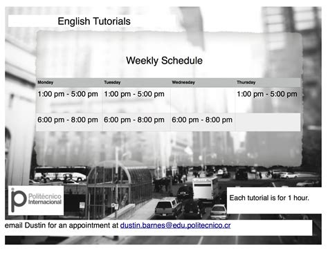 Institute Tutorial Schedule San José Politecnico Internacional
