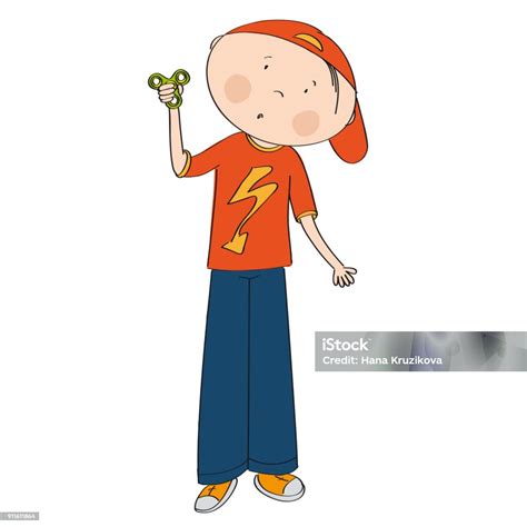 피 젯 회전자원래 손으로 그린 그림을 들고 서 있는 십 대 소년을 놀라게 경감에 대한 스톡 벡터 아트 및 기타 이미지 경감 귀여운 긍정적인 감정 표현 Istock