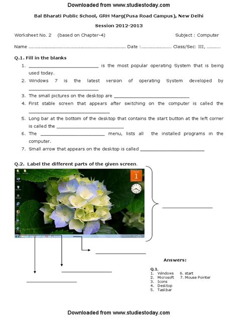 Cbse Class 3 Computer Practice Worksheet Pdf Pdf