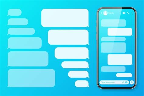Premium Vector Realistic Smartphone With Messaging App On Colorful Blue Background Blank Sms
