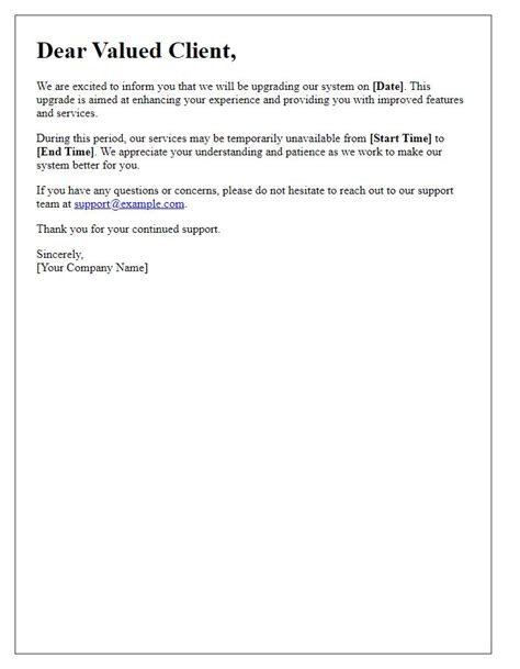 Letter Template For System Upgrade Notice Free Samples In Pdf Letterin
