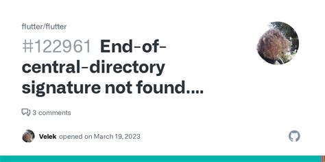 End Of Central Directory Signature Not Found Either This File Is Not · Issue 122961 · Flutter