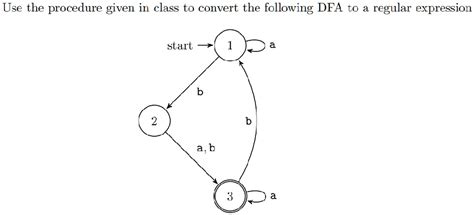 Solved Use The Procedure Given In Class To Convert The Following Dfa