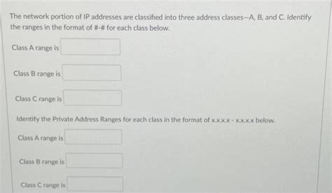 Solved The Network Portion Of IP Addresses Are Classified Chegg