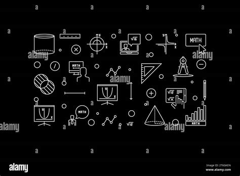 Learning Mathematics Vector Outline Dark Horizontal Banner Math