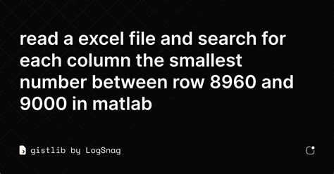 Gistlib Read A Excel File And Search For Each Column The Smallest