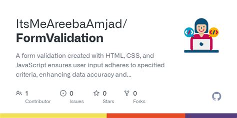 github itsmeareebaamjad formvalidation a form validation created