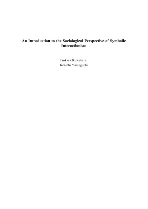 Pdf An Introduction To The Sociological Perspective Of Symbolic Interactionism