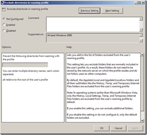 Group Policy Setting Of The Week 6 â€ Exclude Directories In Roaming Profile Group Policy Central