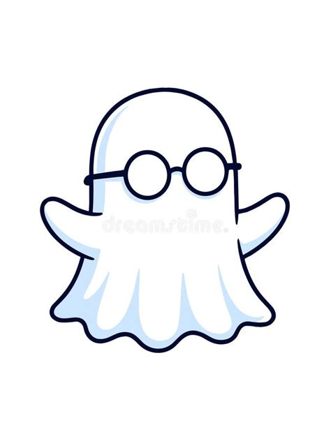 Cute Ghost Wearing Round Glasses Halloween Cartoon Character Stock