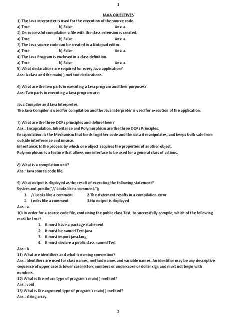 Java Mcq Pdf Inheritance Object Oriented Programming Method Computer Programming