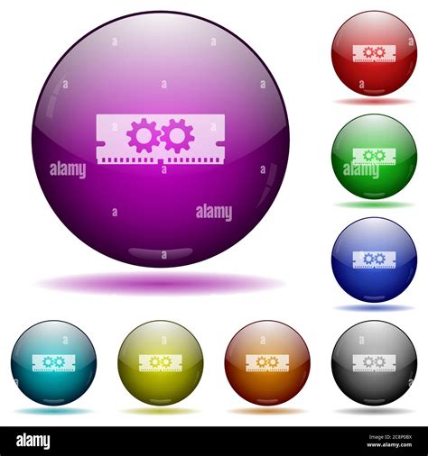 Set Of Color Memory Optimization Glass Sphere Buttons With Shadows