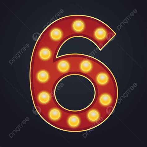 Vintage Marquee Light Bulb Sign With Alphabet Letter Number Six Vector