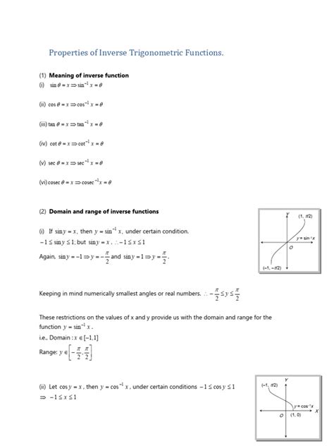 1 Jee Maths Inverse Trigo Func Prop Of Inverse Trigo Func Pdf