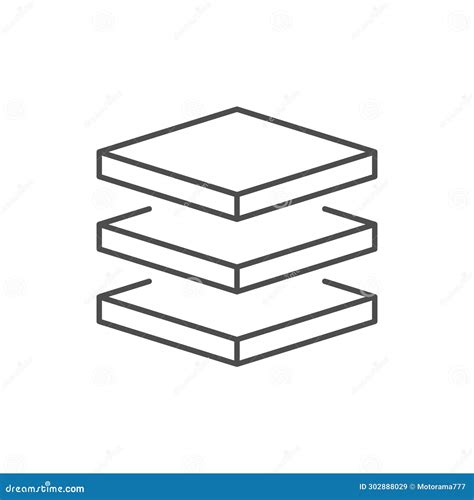 Layered Material Line Outline Icon Stock Illustration Illustration Of