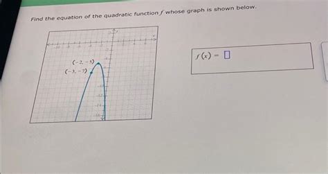 solved find the equation of the quadratic function f whose