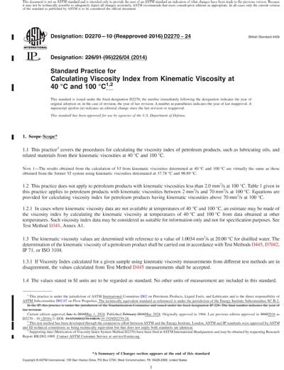 ASTM D2270 24 Red Standard Practice For Calculating Viscosity Index From Kinematic Viscosity