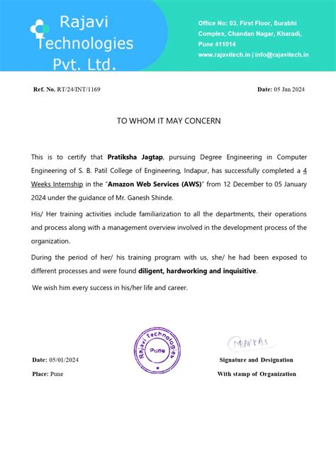 Pratiksha Jagtap On Linkedin Internshipcompletion Aws Gratitude